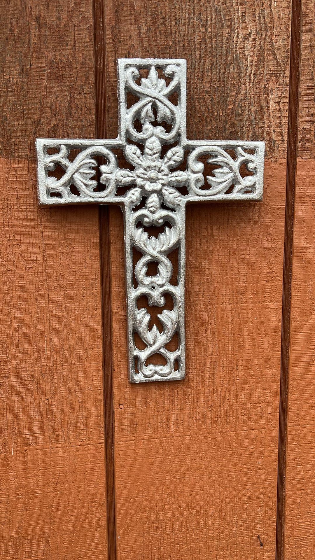 Cast Iron Filigree Antique Large Silver Wall Cross. Religion ...