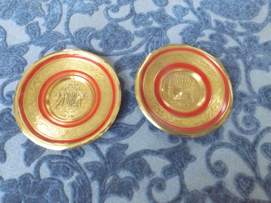 6" Rare Vintage Lot of 2 Israeli Wall Plates, Judaica ,home Decor ...