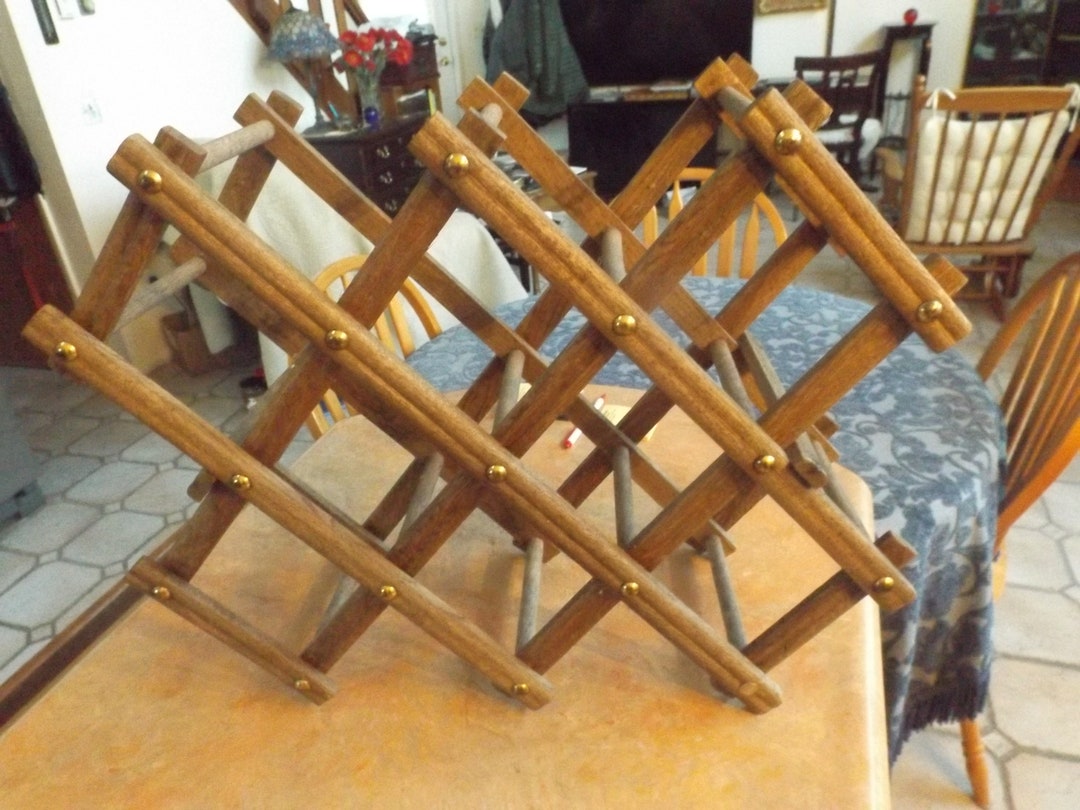Vintage Large Wooden Accordion Wine Rack or Towel Holder or Paper ...