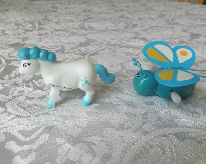 Vintage Wind-up Mechanical Clockwork Toys Horse and Butterfly. US ...