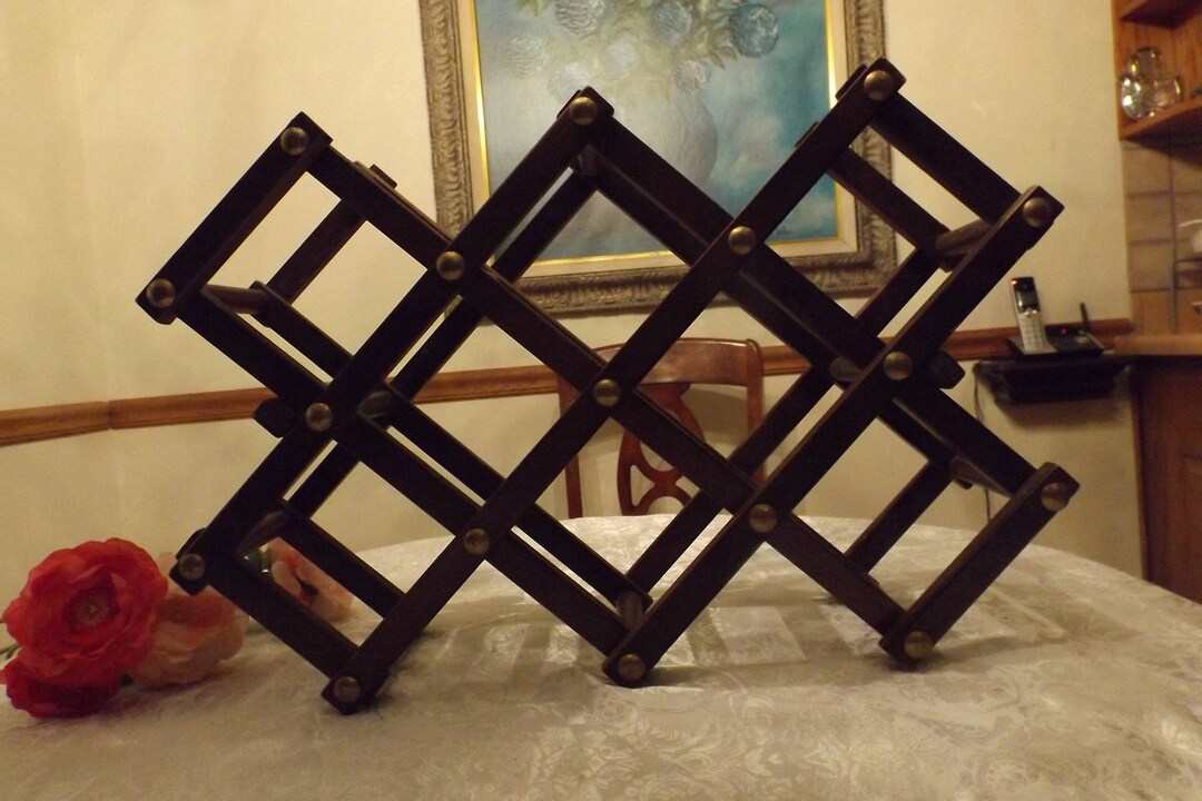 Vintage Large Wooden Accordion Wine Rack. Also Towel Holder or Paper ...