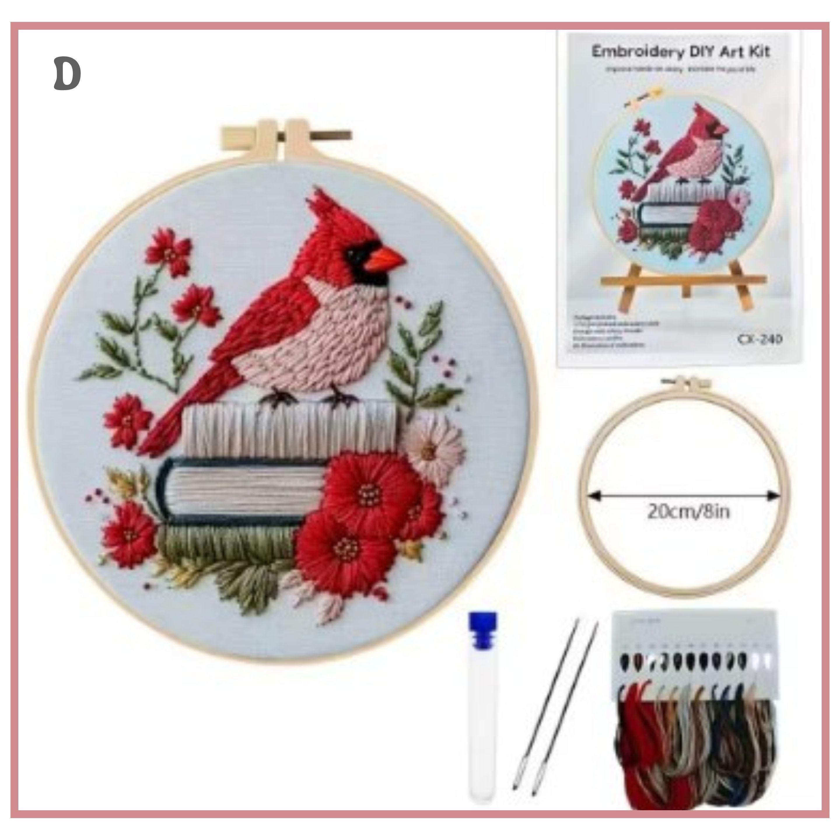 Books and the Bird Series Design Embroidery Kits, Bird Flower Cross ...
