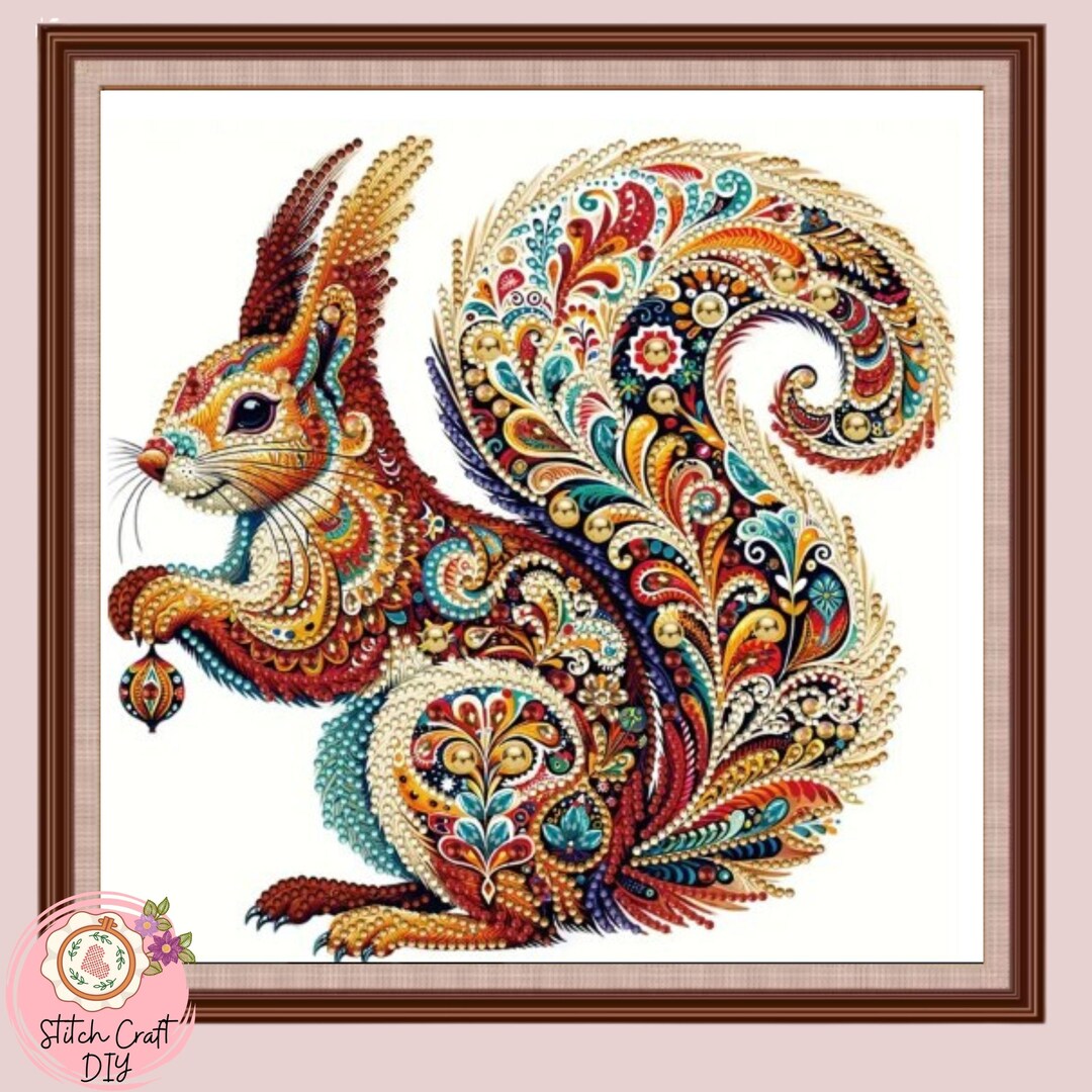 Colorful Squirrel Bead Embroidery Kit, Elegant Squirrel Animal Beads ...