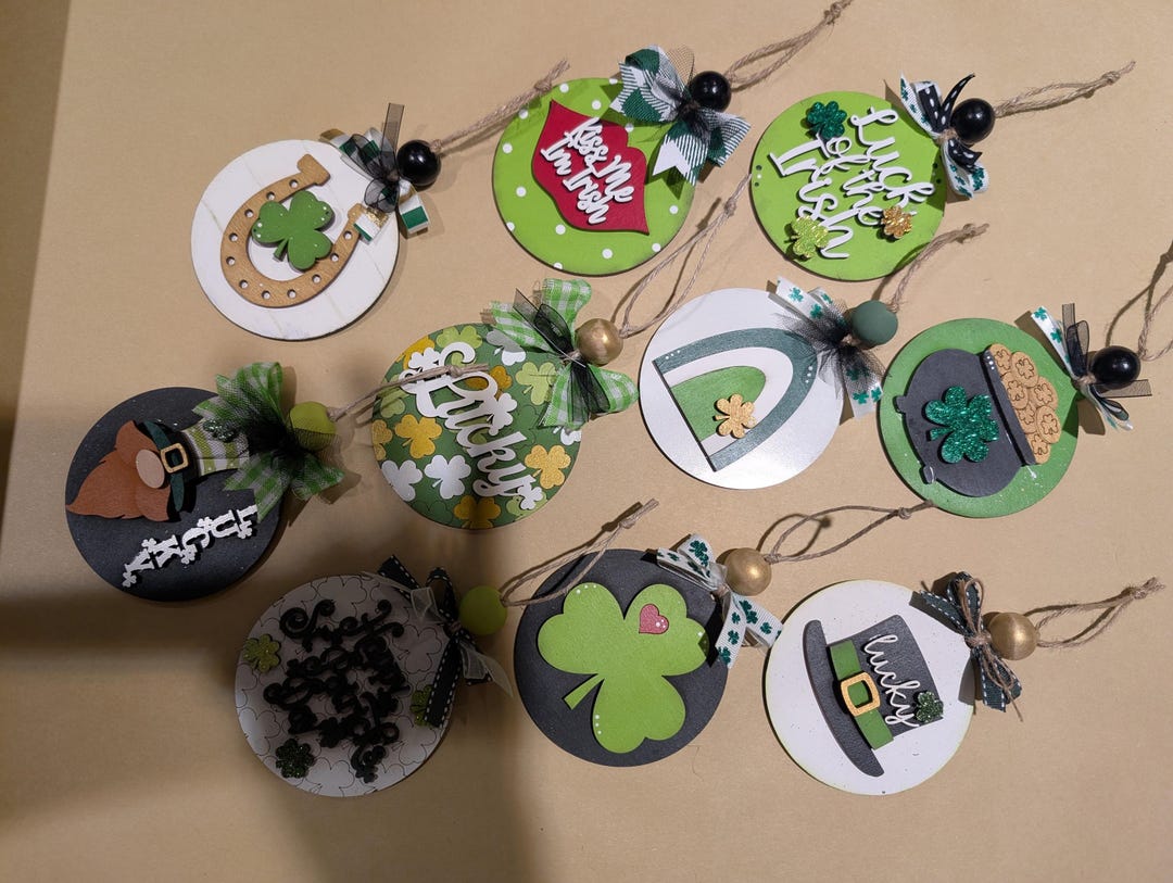 Hand Painted Shamrock Ornament: St Patrick's Day Wooden Ornie - Etsy