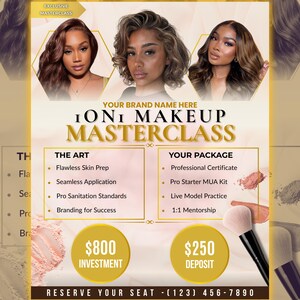 Makeup Masterclass Flyer Template – MUA Training, 1-on-1 Course Promo ...
