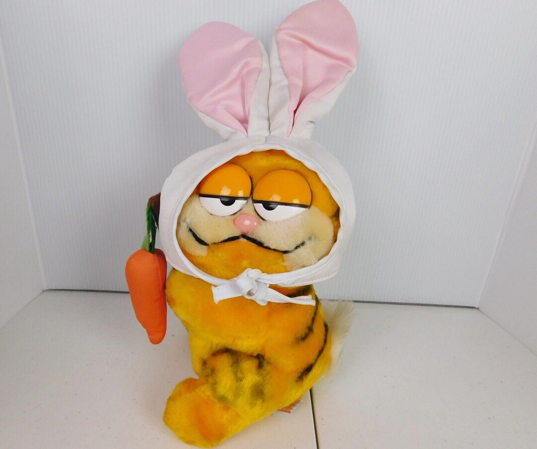 Garfield Easter Bunny Dangling Carrot Plush Rabbit Ears Dankin 1981 - Etsy
