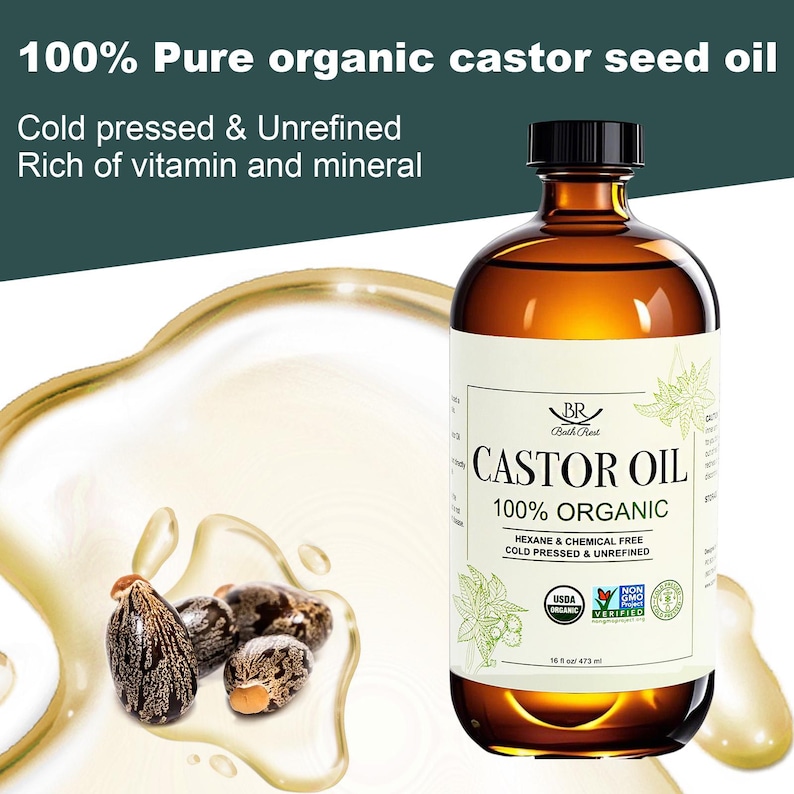 Castor Oil Organic Cold Pressed Unrefined 100% Pure Natural for Hair ...