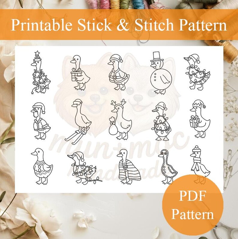 Silly Goose Christmas Embroidery Pattern, Funny Holiday Animal Stick ...