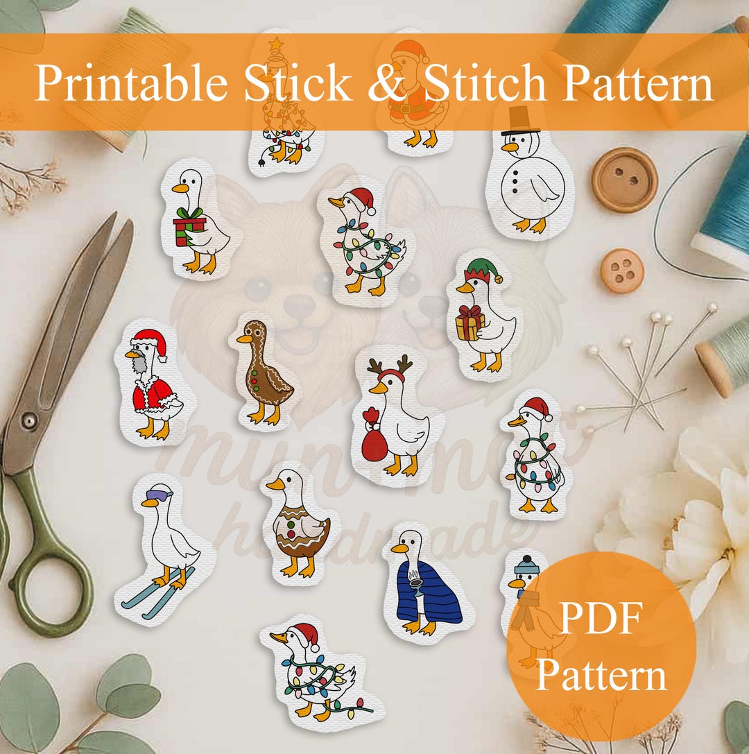 Silly Goose Christmas Embroidery Pattern, Funny Holiday Animal Stick ...