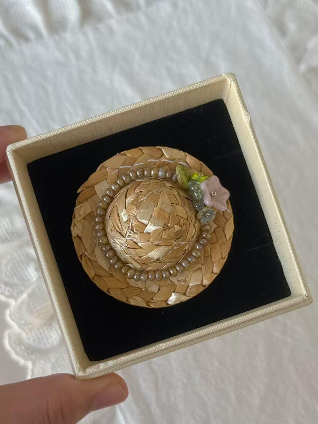 Vintage Dainty Straw Floral Hat Pin - Etsy
