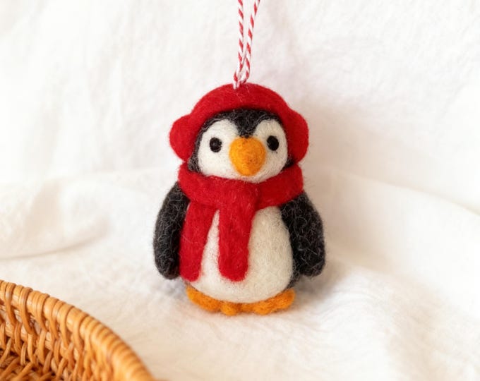 Handmade Wool Felt Penguins Ornaments: Christmas Tree Hanging ...