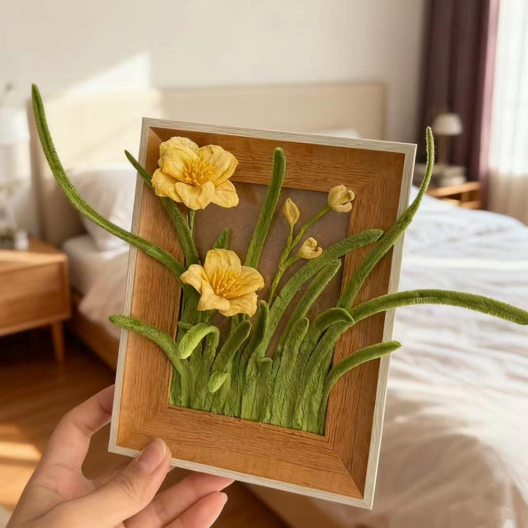 Handmade Pipe Cleaner 3D Floral Frame Ornaments, Bedroom Decor, Pipe ...