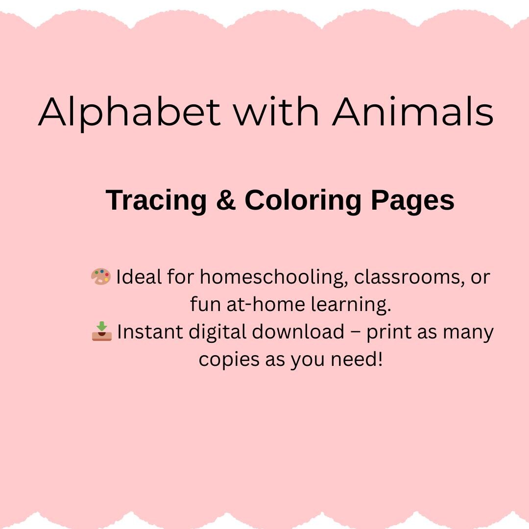 Alphabet With Animals: Tracing & Coloring Pages - Etsy