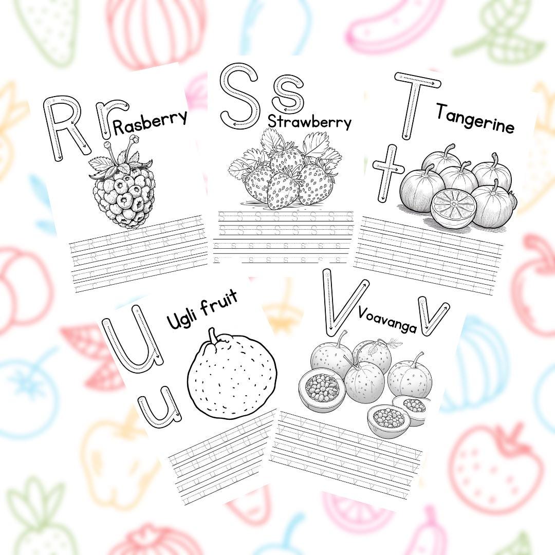 Fruit Alphabet Worksheets A–Z – Printable Tracing, Handwriting ...