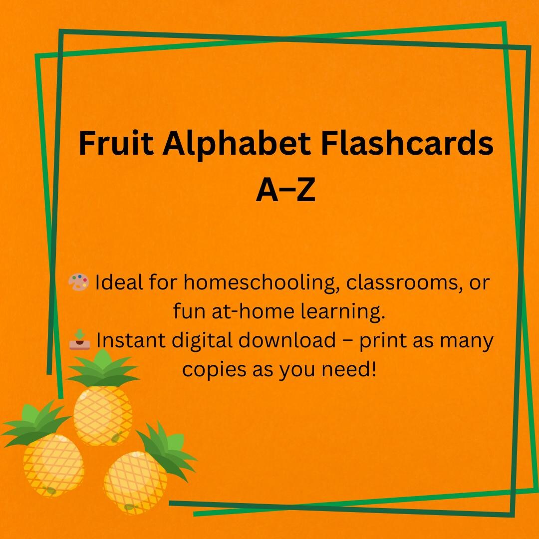 Fruit Alphabet Flashcards A–Z | Printable PDF Learning Cards - Etsy UK