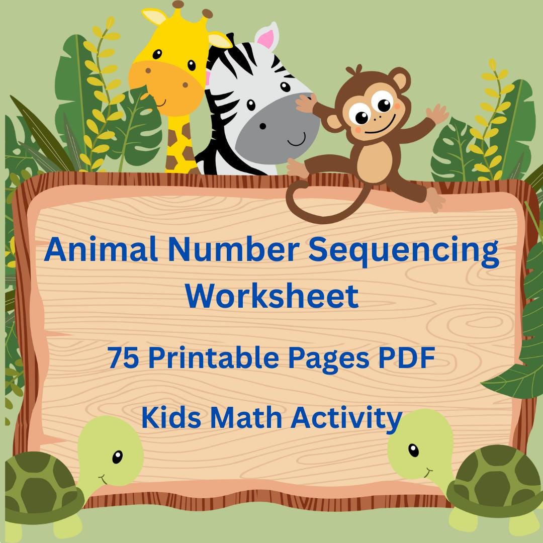 Animal Number Sequencing Worksheet | 75 Pages PDF - Etsy