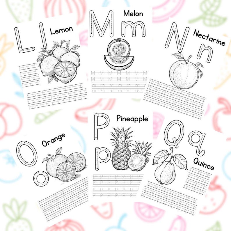 Fruit Alphabet Worksheets A–Z – Printable Tracing, Handwriting ...