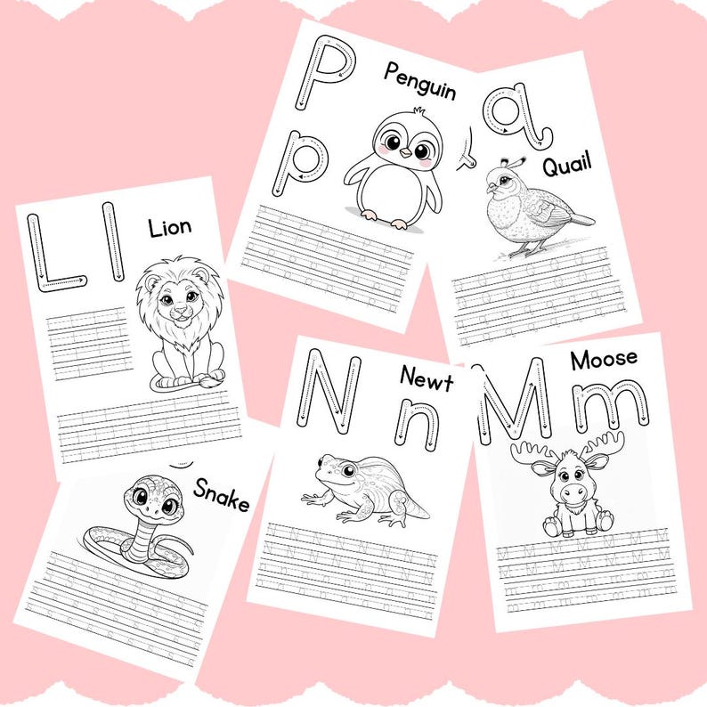 Alphabet With Animals: Tracing & Coloring Pages - Etsy