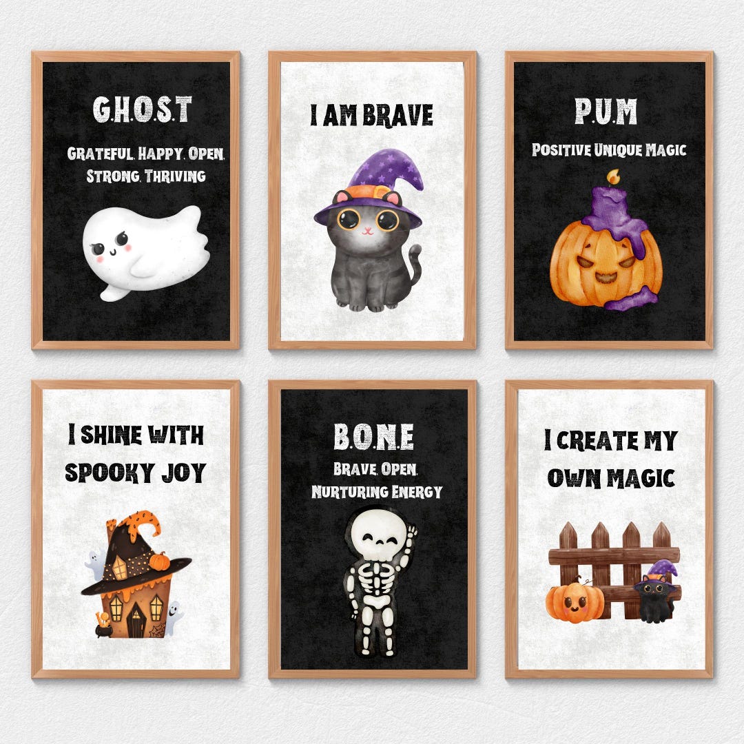 Cute Halloween Affirmation Wall Art, Classroom Poster, Spooky Art, Home ...