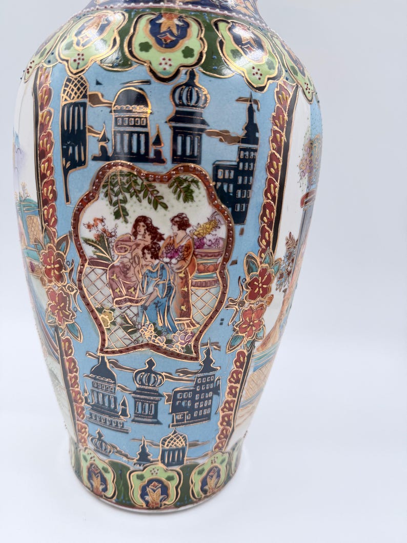 Vintage Chinese Style Floor Vase 45 cm Hand-Painted Decorative ...