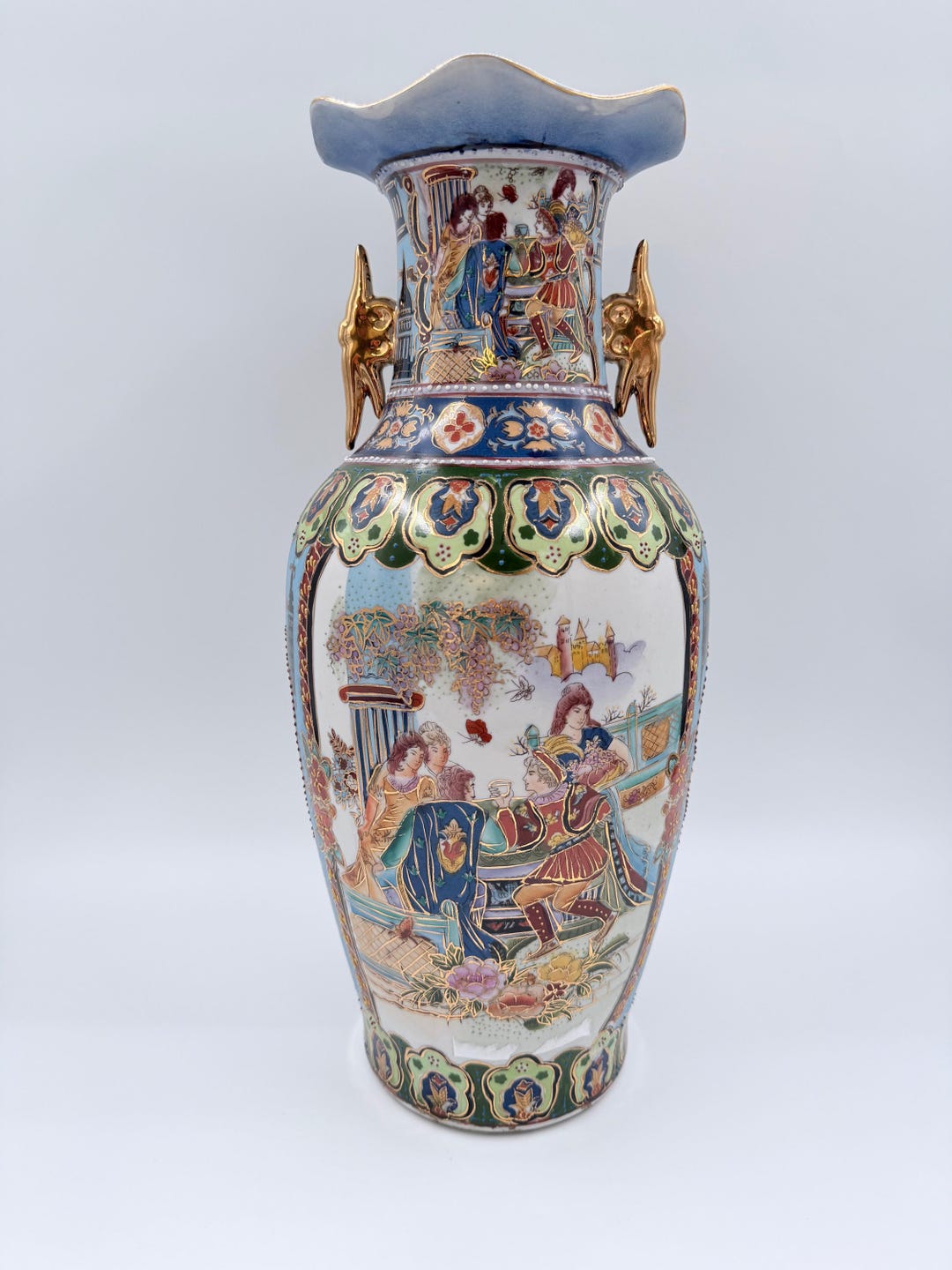 Vintage Chinese Style Floor Vase 45 cm Hand-Painted Decorative ...