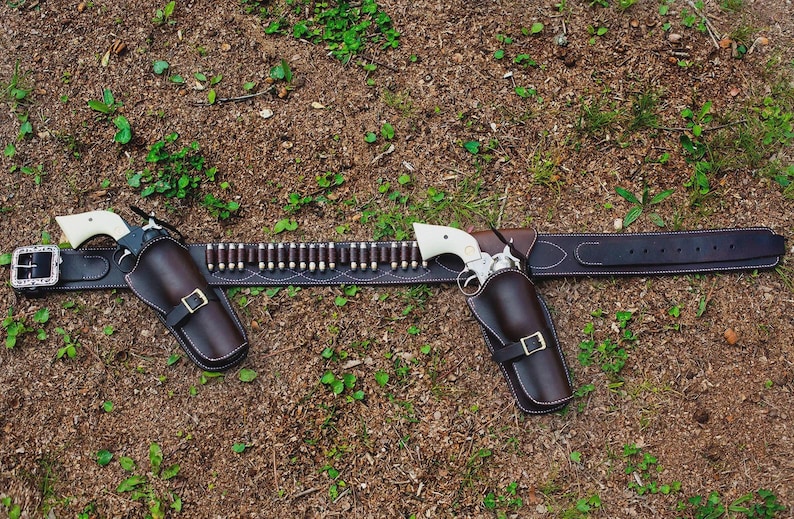 Western Gun Holster Belt Leather Designed Revolver Pistol Right Hand ...