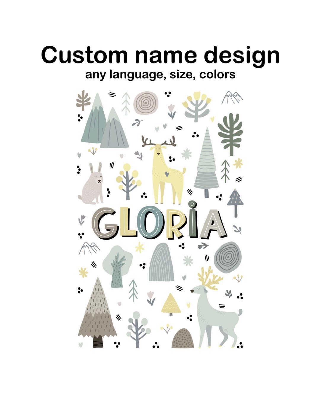 Custom Girl Name Design in Scandinavian Style. Kids Name Wall Art ...