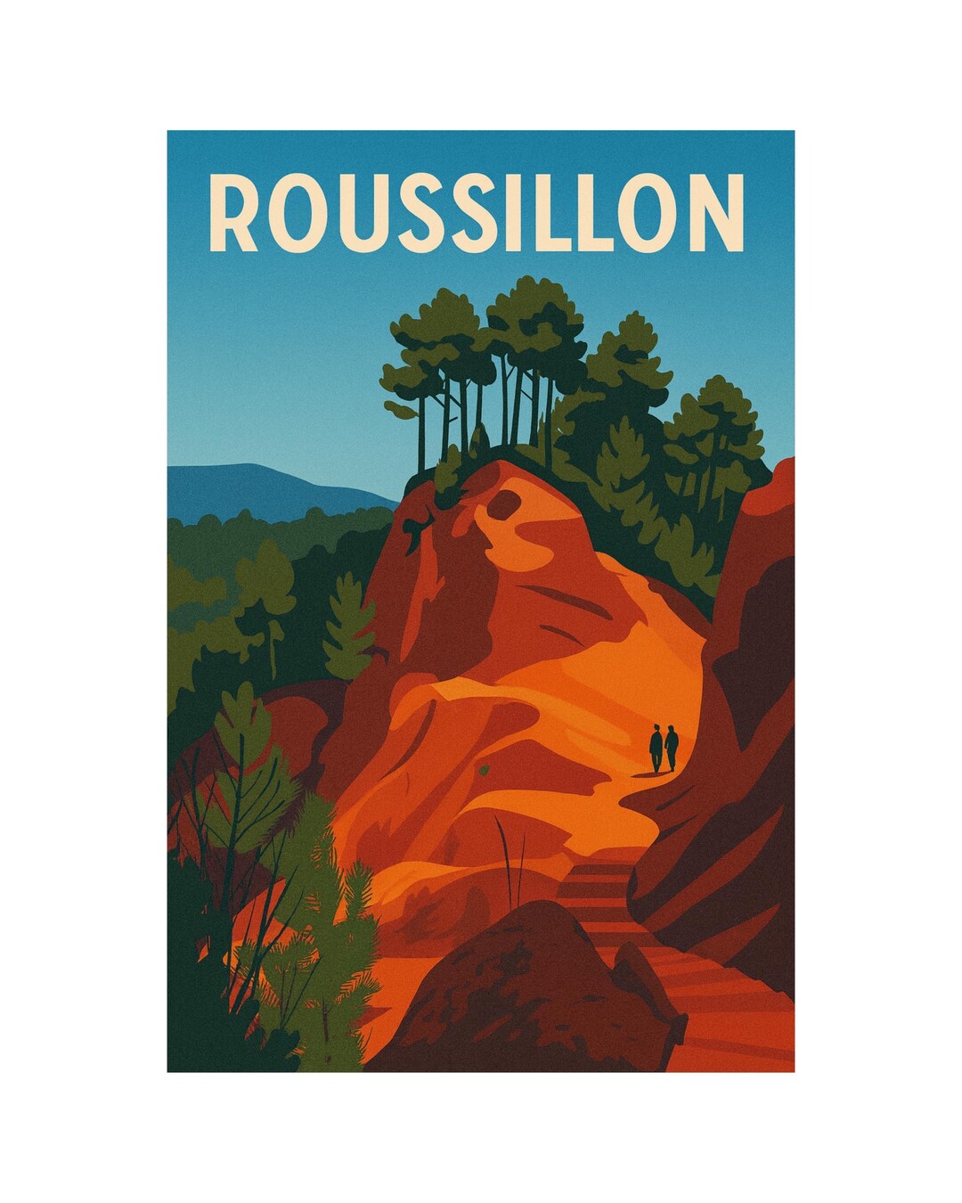 Vintage Roussillon Poster – Retro Art Deco Poster Provence, Luberon ...