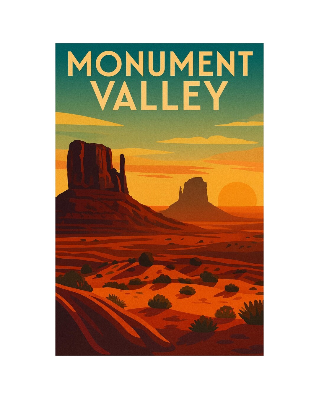 Vintage Monument Valley Poster – Retro Art Deco Poster | Travel Poster ...