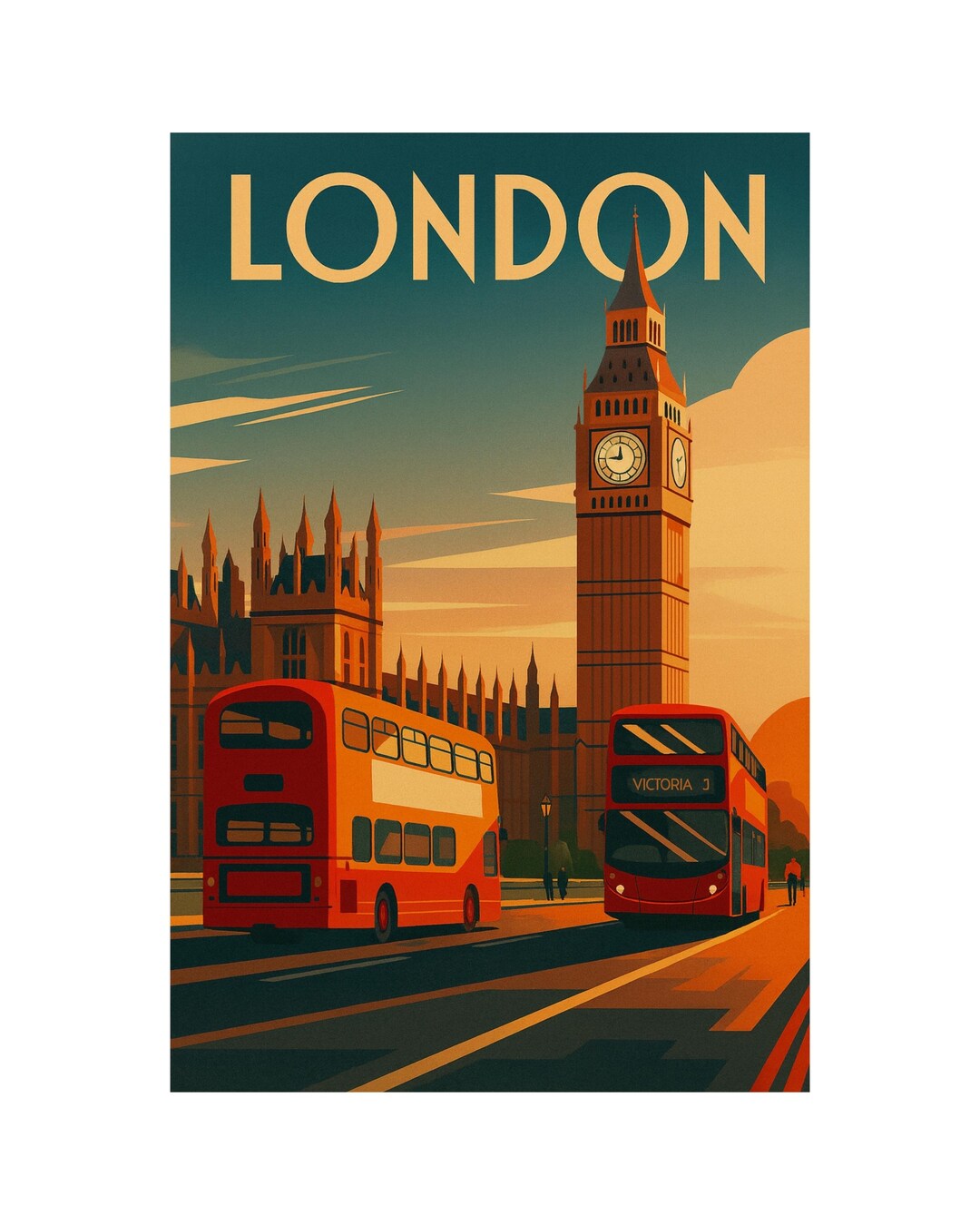 Vintage London Poster – Retro Art Deco Poster | Travel Poster Wall ...