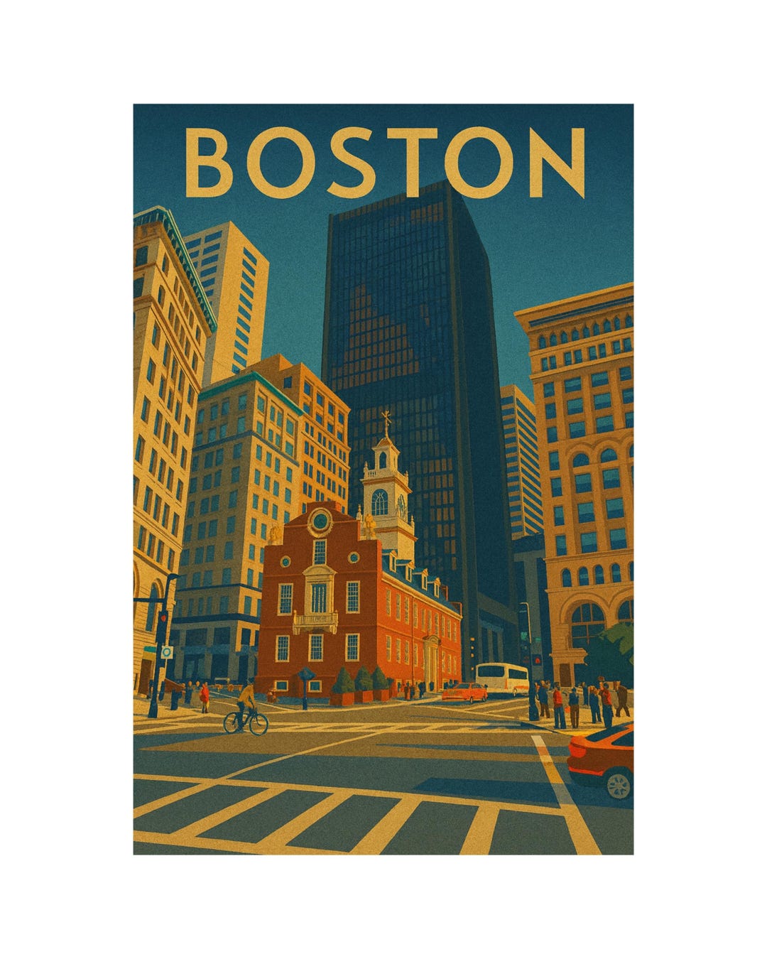 Vintage Boston Poster – Retro Art Deco Poster | Travel Poster Wall ...