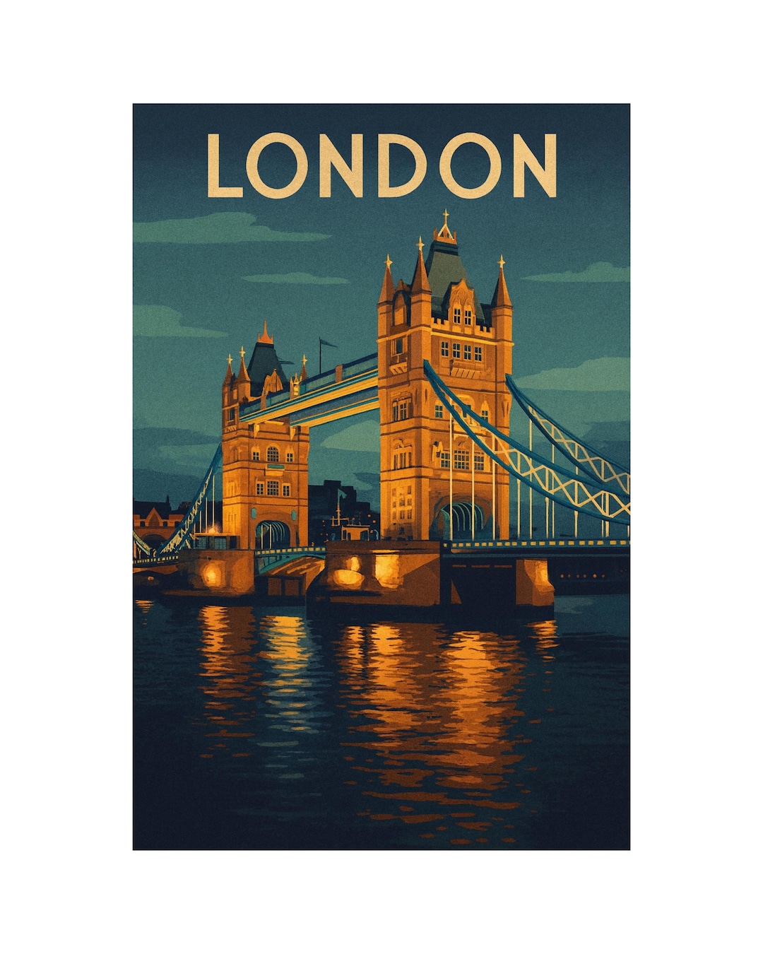 Vintage London Tower Bridge Poster – Retro Art Deco Poster | London ...