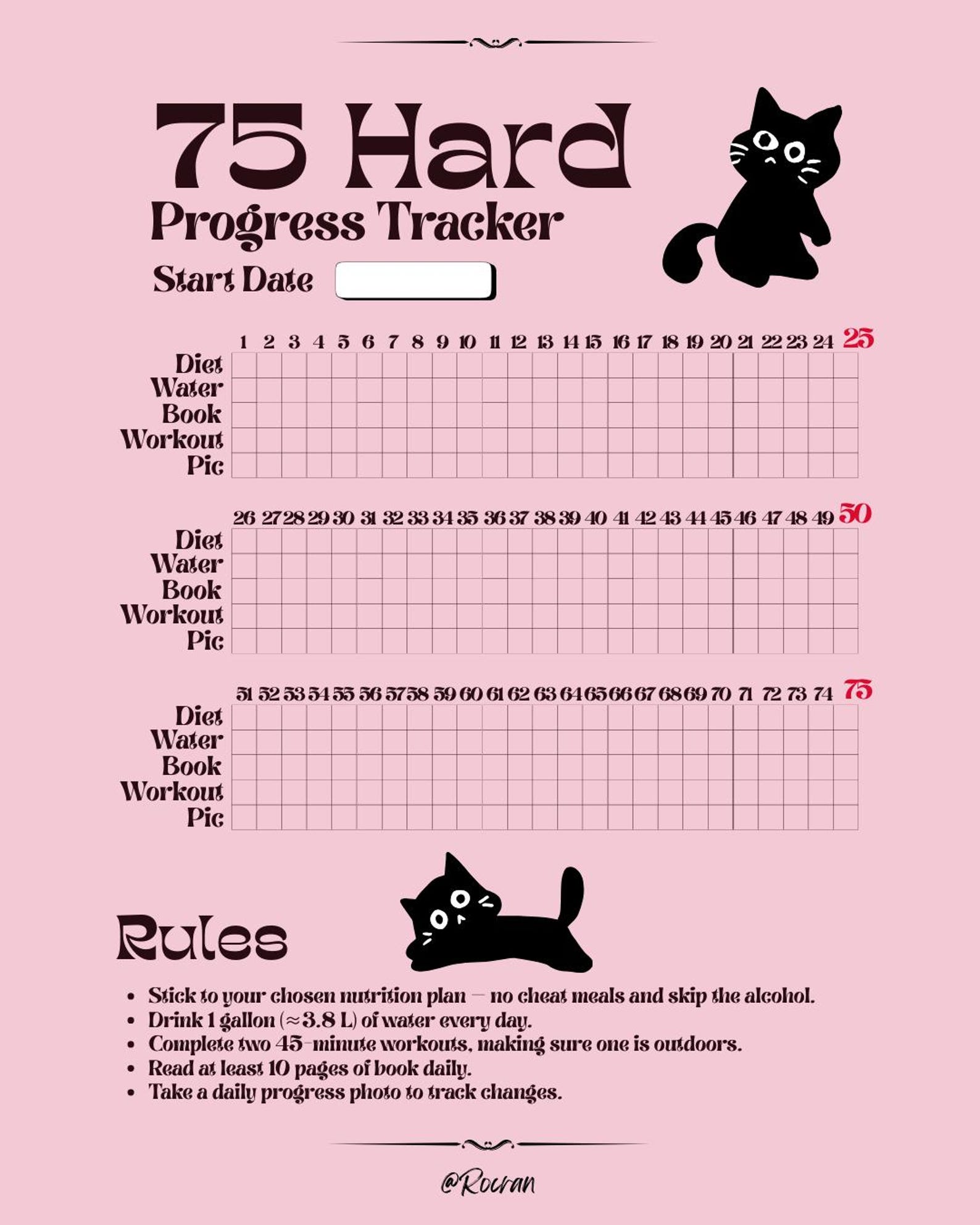 75 Hard Progress Tracker - Etsy