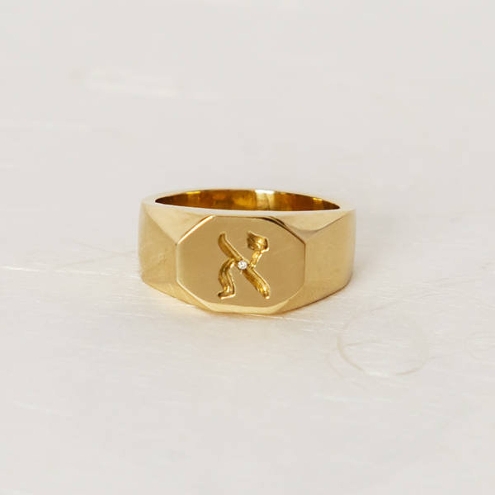 Hebrew Ring, Monogram Signet Ring, Seal Ring, Letter Ring, Gold Signet ...