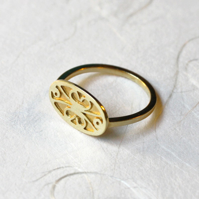 Anillo de filigrana de oro, anillo de oro 14k, anillo de oro macizo de ...