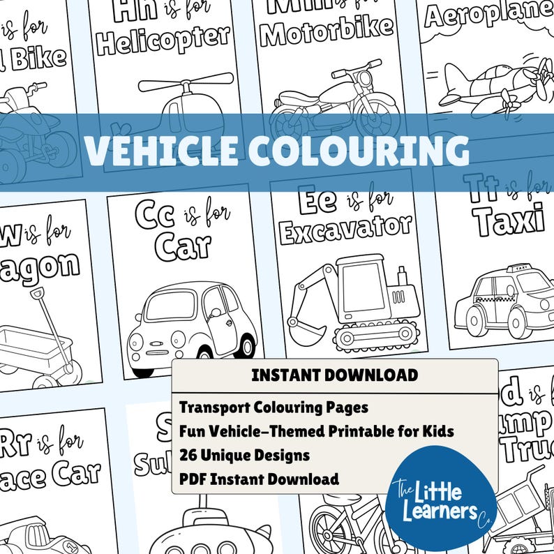 Vehicle Coloring Pages for Kids: Cars, Trucks, Planes (printable PDF ...