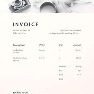 Wedding Photographer Invoice Template | Editable Canva Design ...