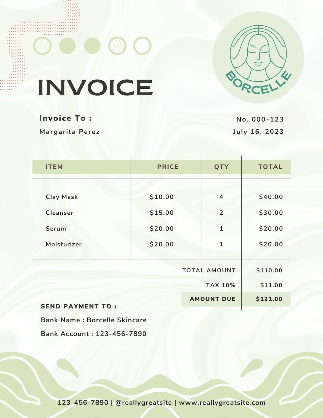 Influencer Invoice Template | Editable Canva Billing Form | Content ...
