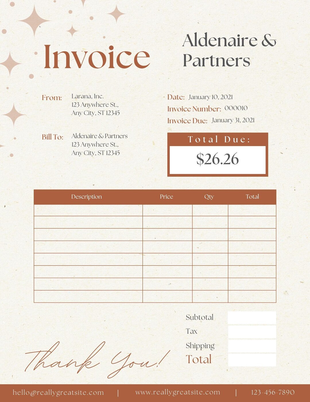 Wedding Planner Invoice Template | Editable Canva Design (digital ...