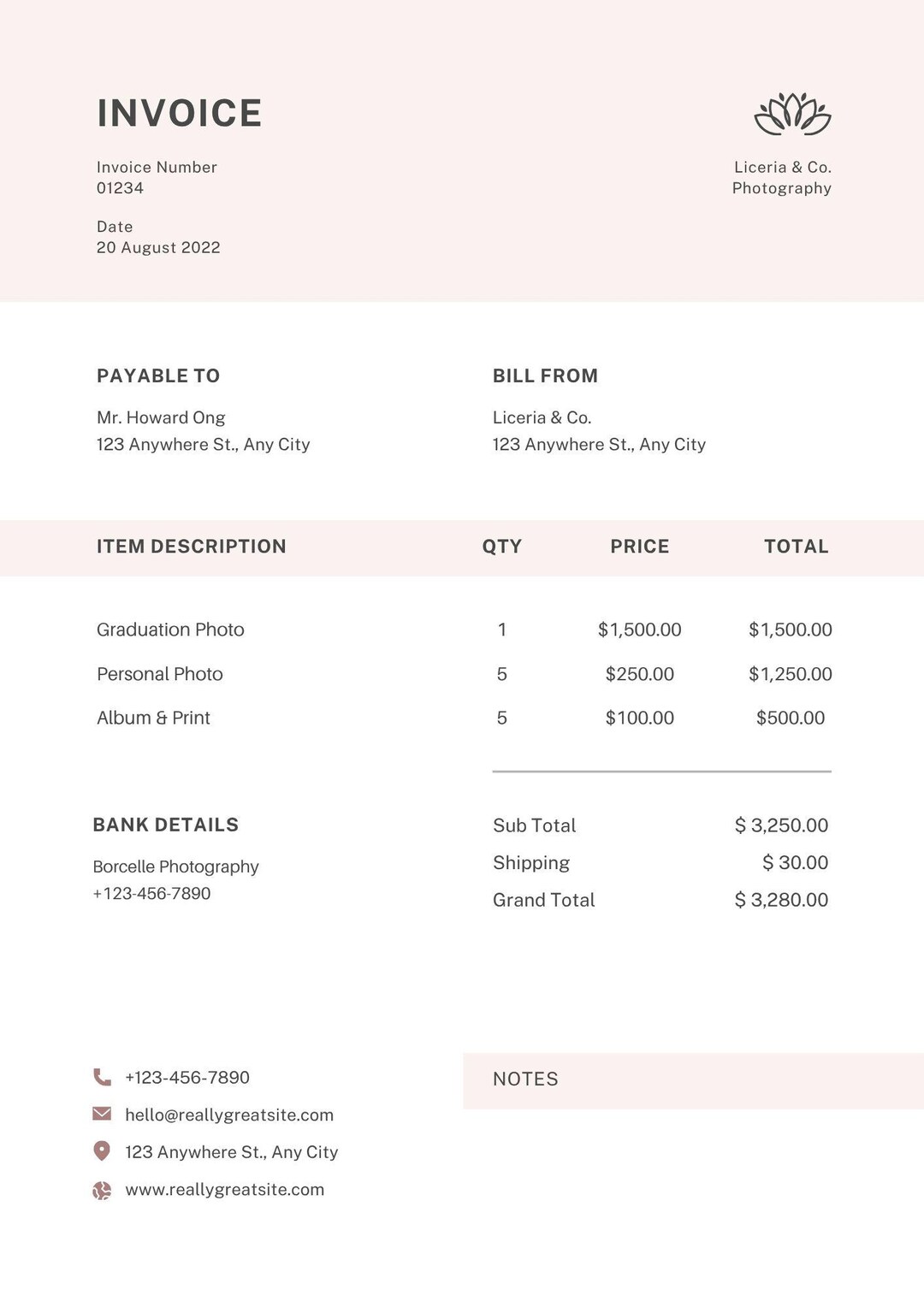 Wedding Planner Invoice Template | Editable Canva Billing Form | Event ...