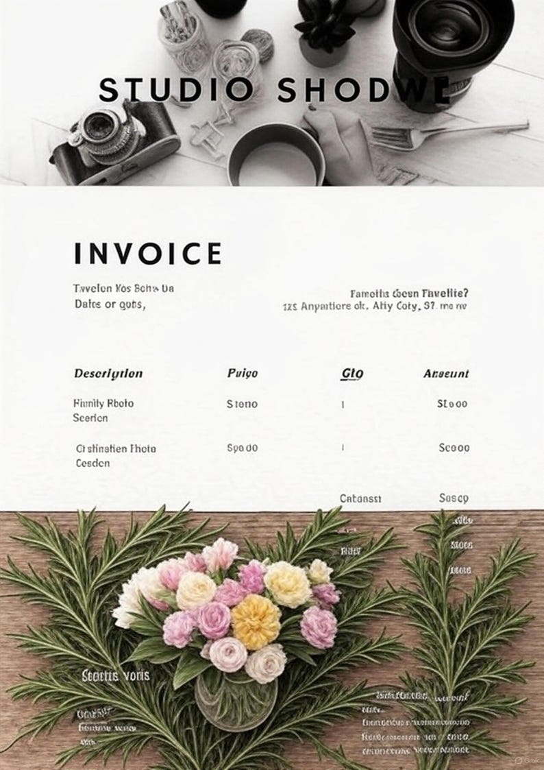 Wedding Photographer Invoice Template | Editable Canva Design ...