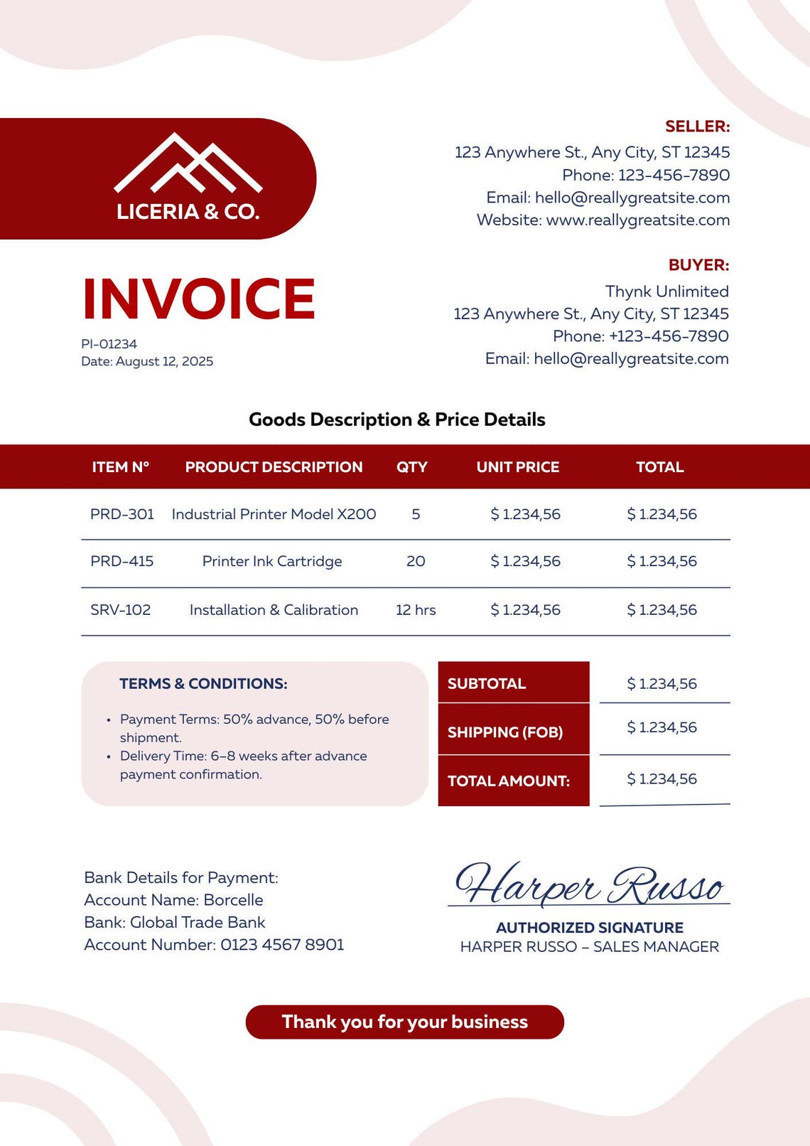 Photobooth Rental Invoice Template | Editable Event Billing Form (canva ...
