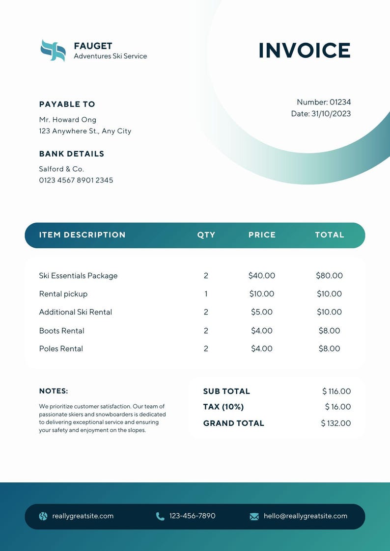 Calligraphy Invoice Template | Editable Canva Form (digital Template ...