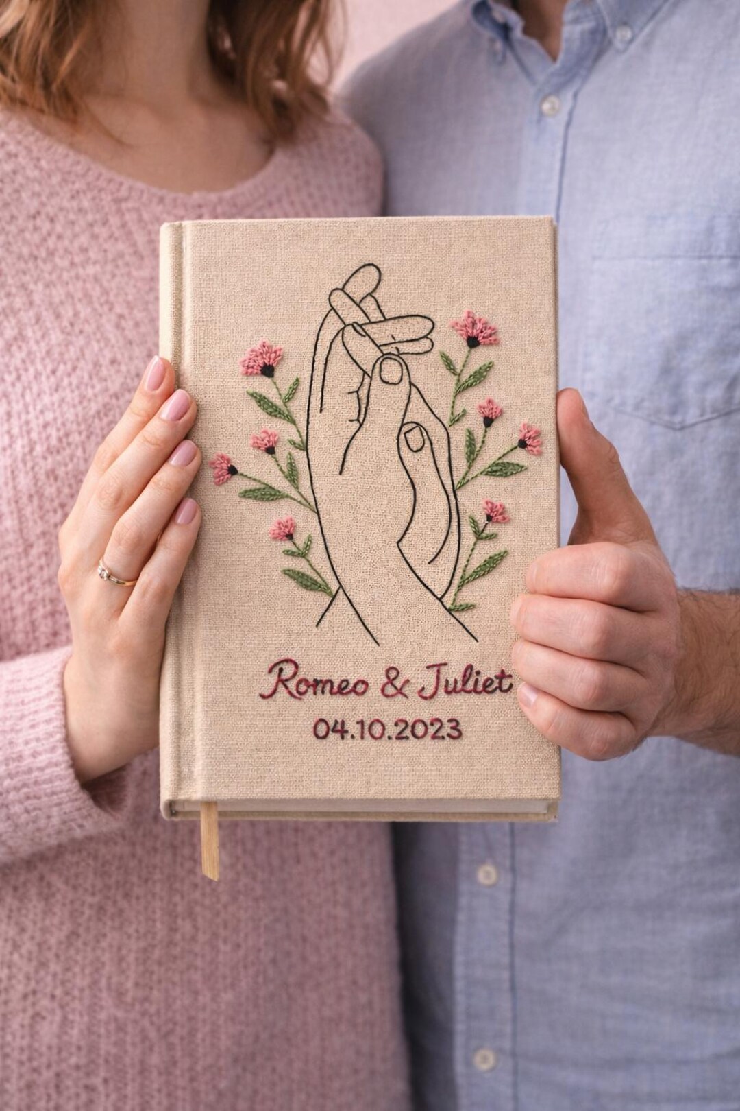 Personalized Couple Notebook, Handmade Punch Needle Embroidered ...