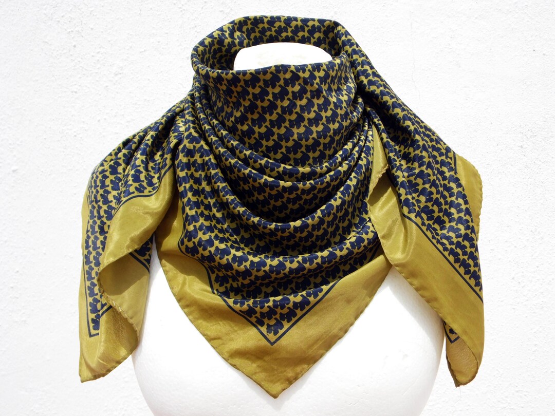 Rare Find Vintage Radley Scarf 90s Designer Scarf Khaki Navy Silky ...