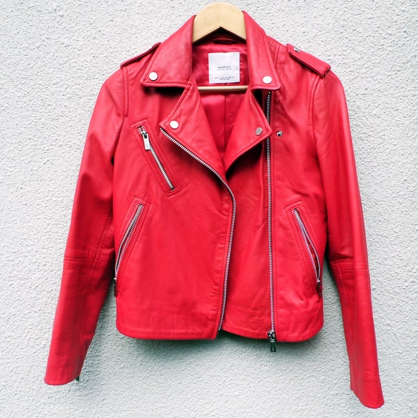 Red Leather Jacket - Etsy