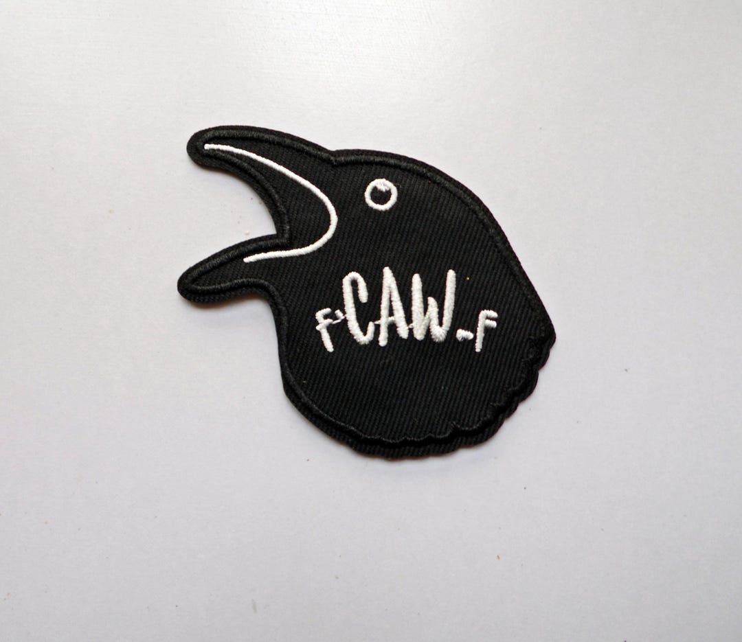 F-caw-f Patch Embroidered Crow Patch: Bird Applique, Iron-on/sew-on - Etsy