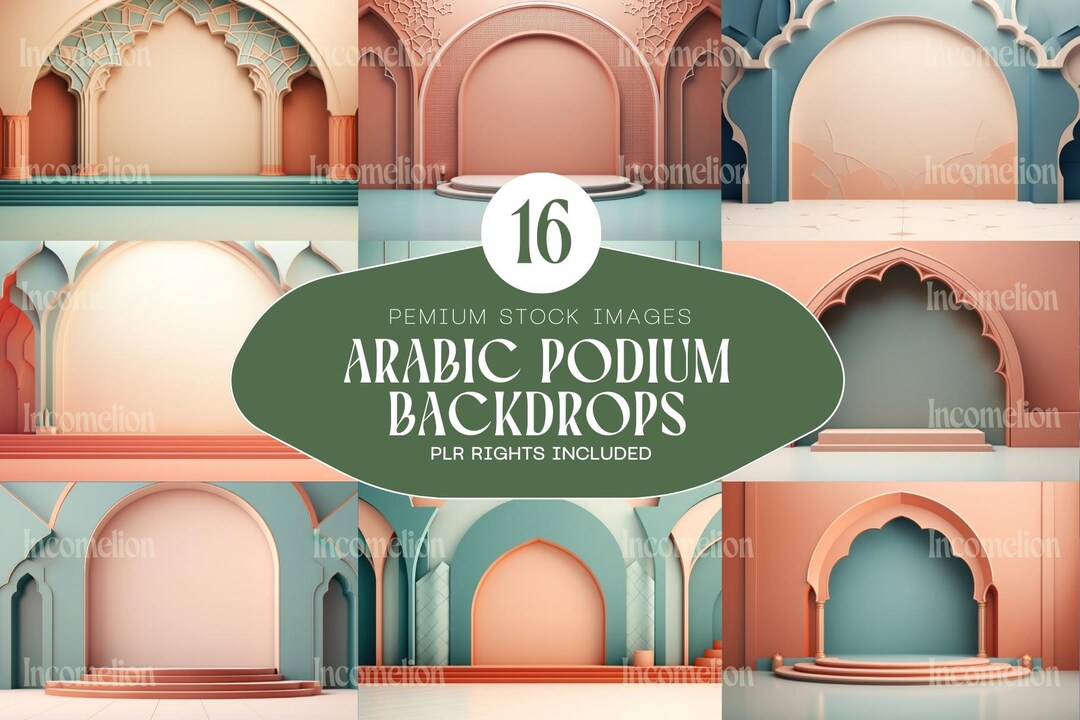 16 Arabic Podium Backgrounds | Exotic Middle Eastern Digital Backdrops ...