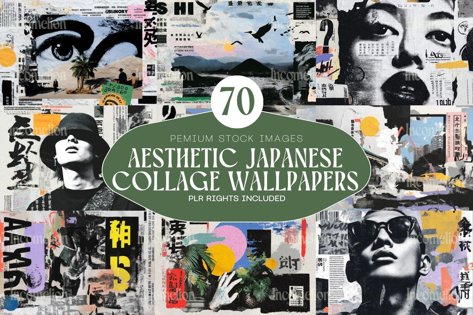 70 Aesthetic Japanese Collage Backgrounds – Elegant Artistic Digital ...