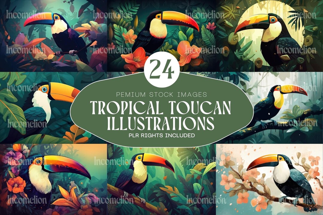 25 Tropical Toucan Illustrations PNG Pack Exotic Bird Clipart for ...